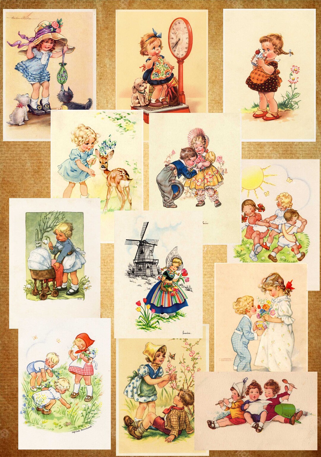 24 Vintage Postcards of Children, Postcard Digital, High Quality ...