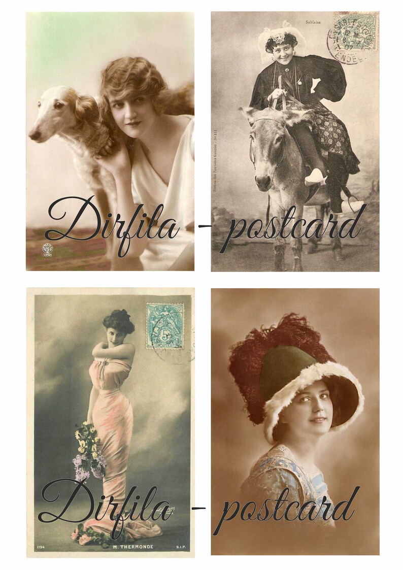 48 Vintage Photographs and Postcards Women, Girls, High Quality ...