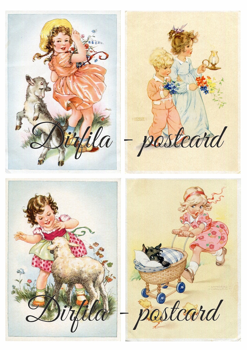 48 Vintage Postcards of Children, Postcard Digital, High Quality ...