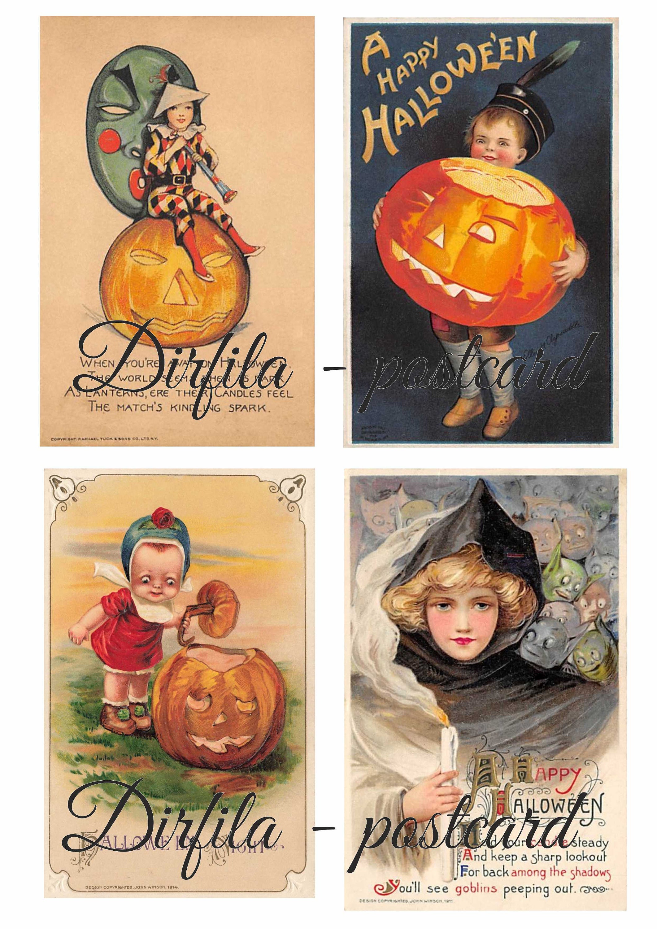 Vintage Postcard Helloween, Postcard Set, High Quality Digital ...