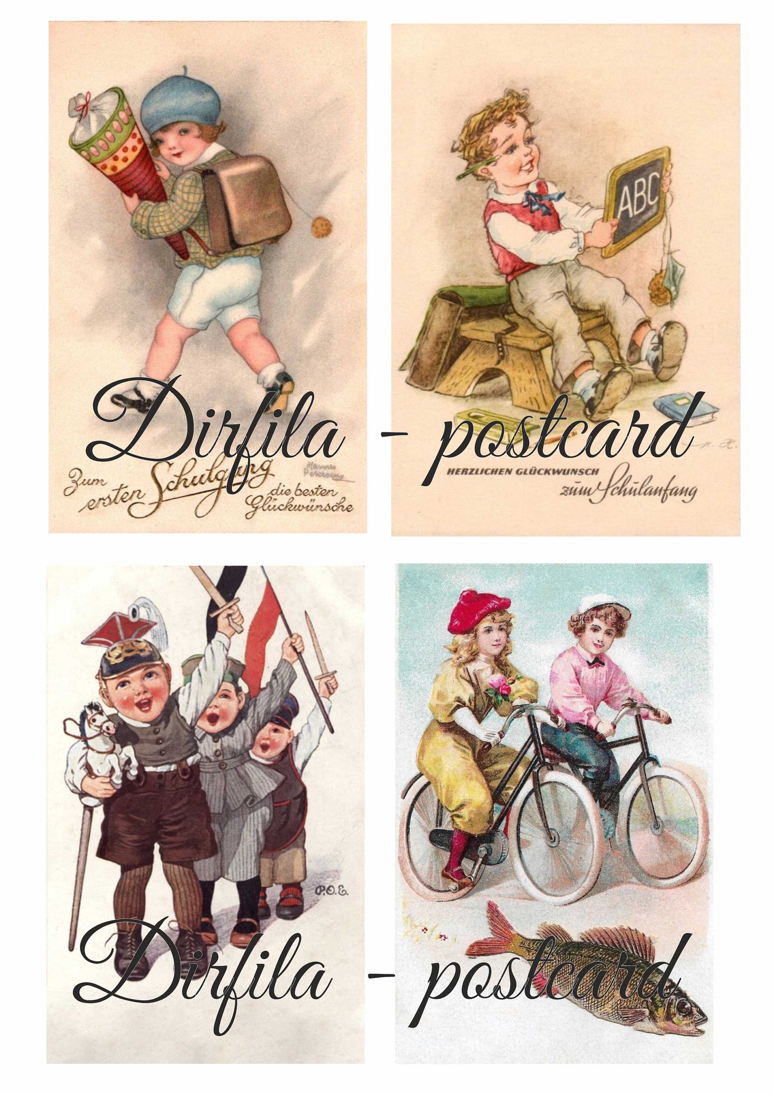 Postcard Children Digital Download, Printed Vintage Postcards, Ephemera ...