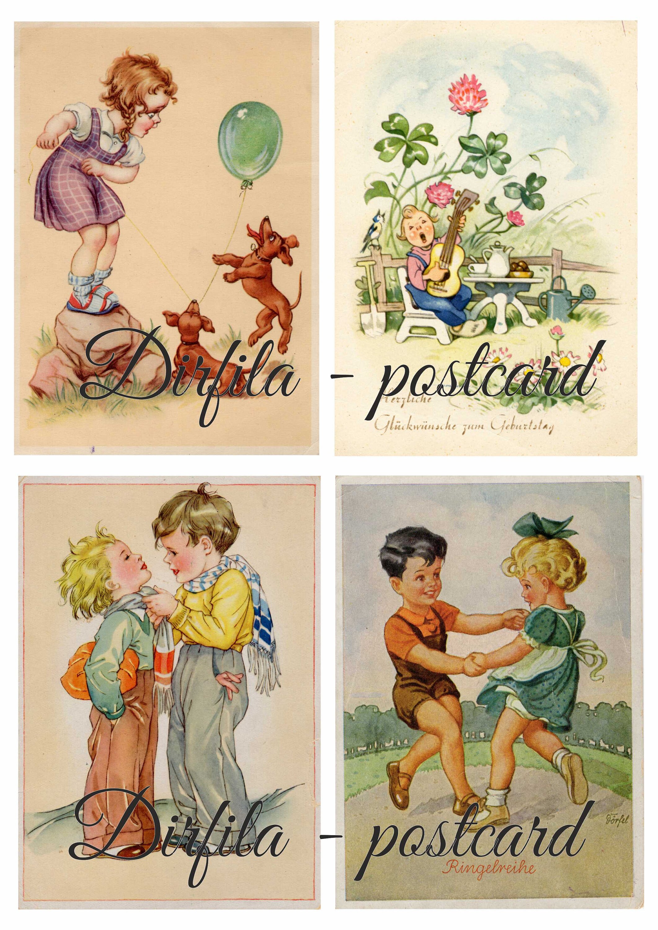 36 Vintage Postcards of Children, Postcard Digital, High Quality ...