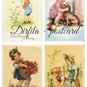 48 Vintage Postcards of Children, Postcard Digital, High Quality ...