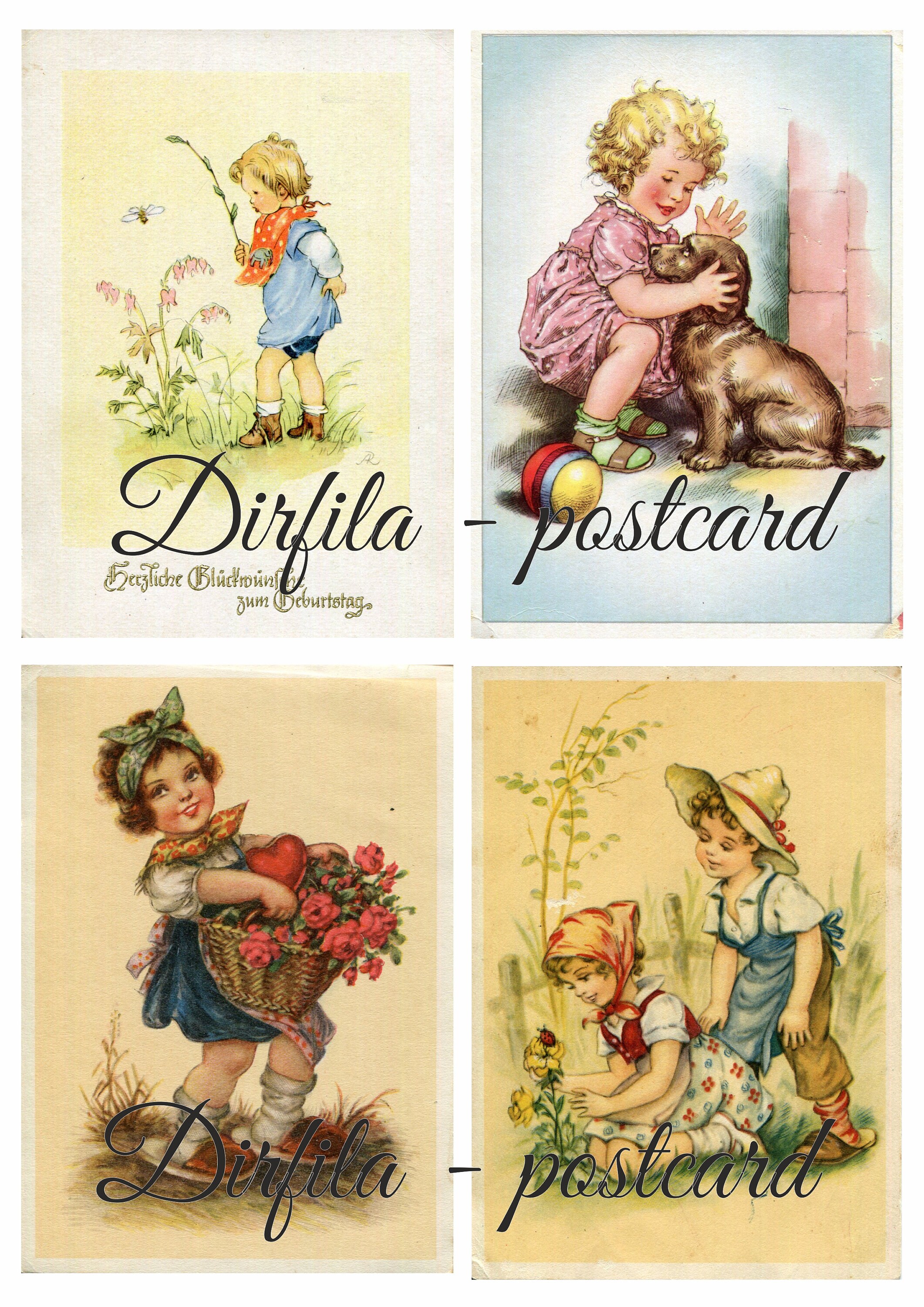 48 Vintage Postcards of Children, Postcard Digital, High Quality ...