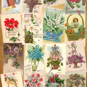 Set of 40 Vintage Flower Postcards High Quality Digital Download for ...