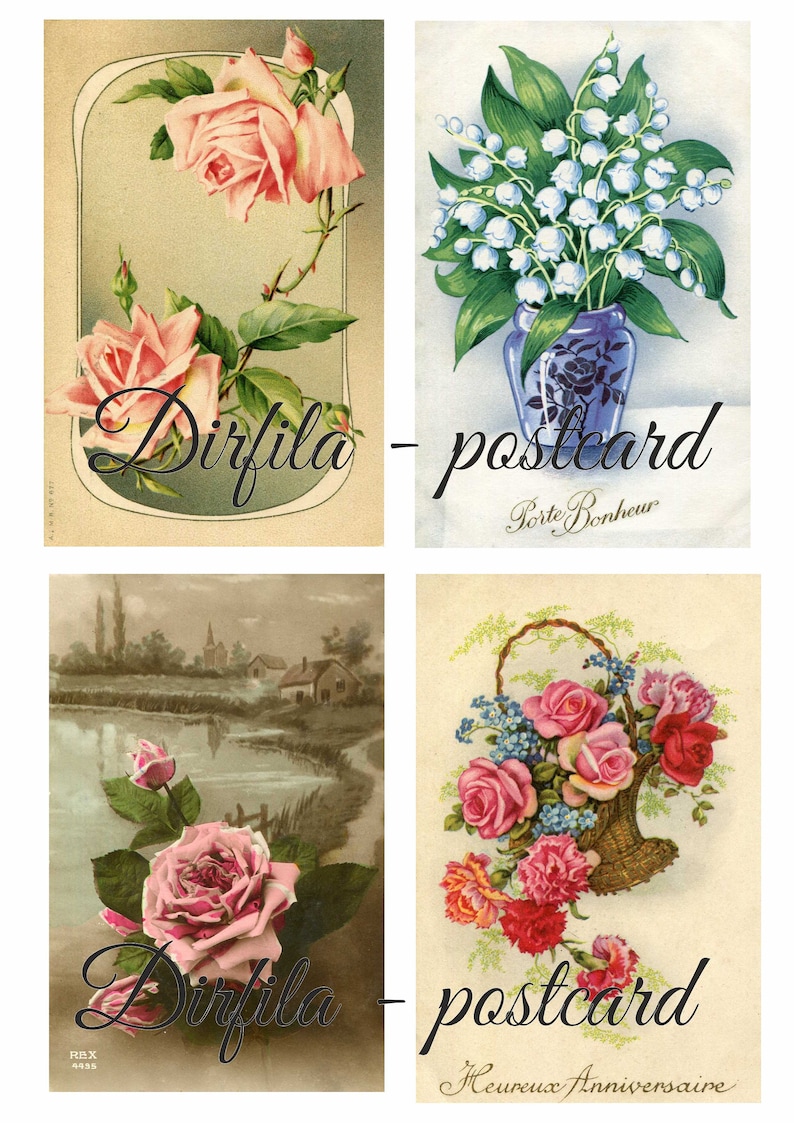 Digital Flower Postcards - High Quality Digital Download for Junk ...