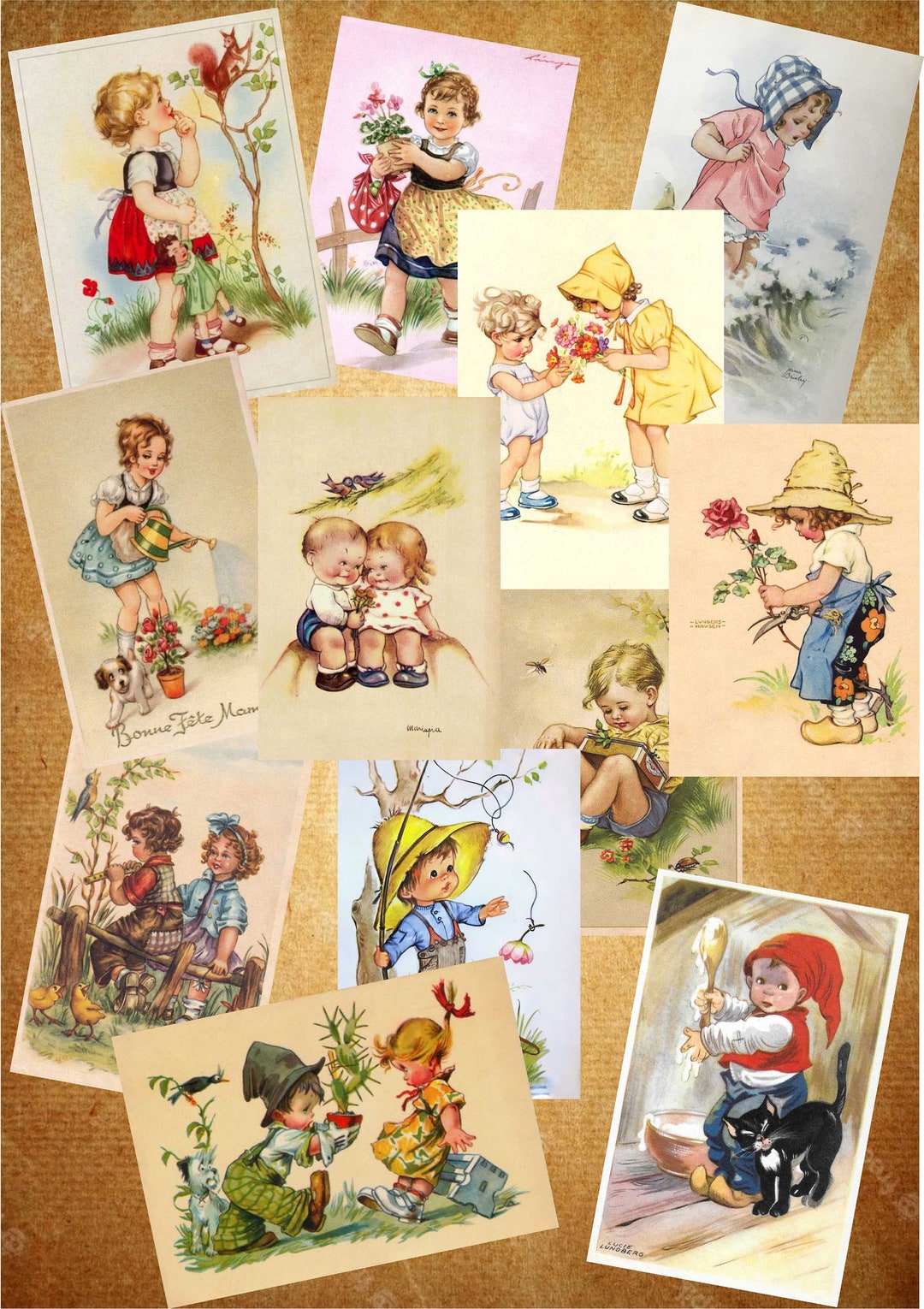 48 Vintage Postcards of Children, Postcard Digital, High Quality ...
