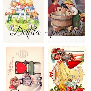 48 Vintage Postcards of Children, Postcard Digital, High Quality ...