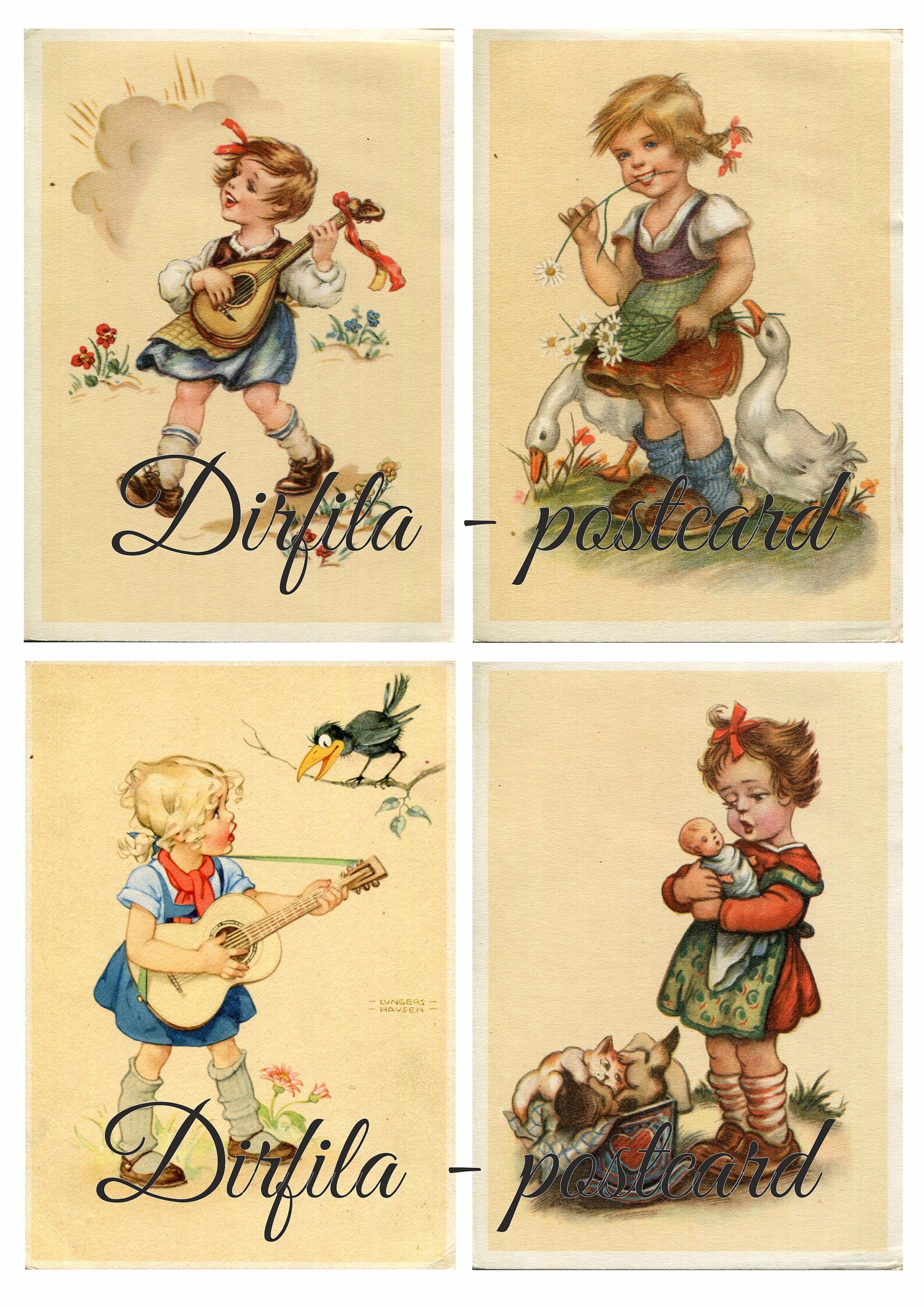 48 Vintage Postcards of Children, Postcard Digital, High Quality ...