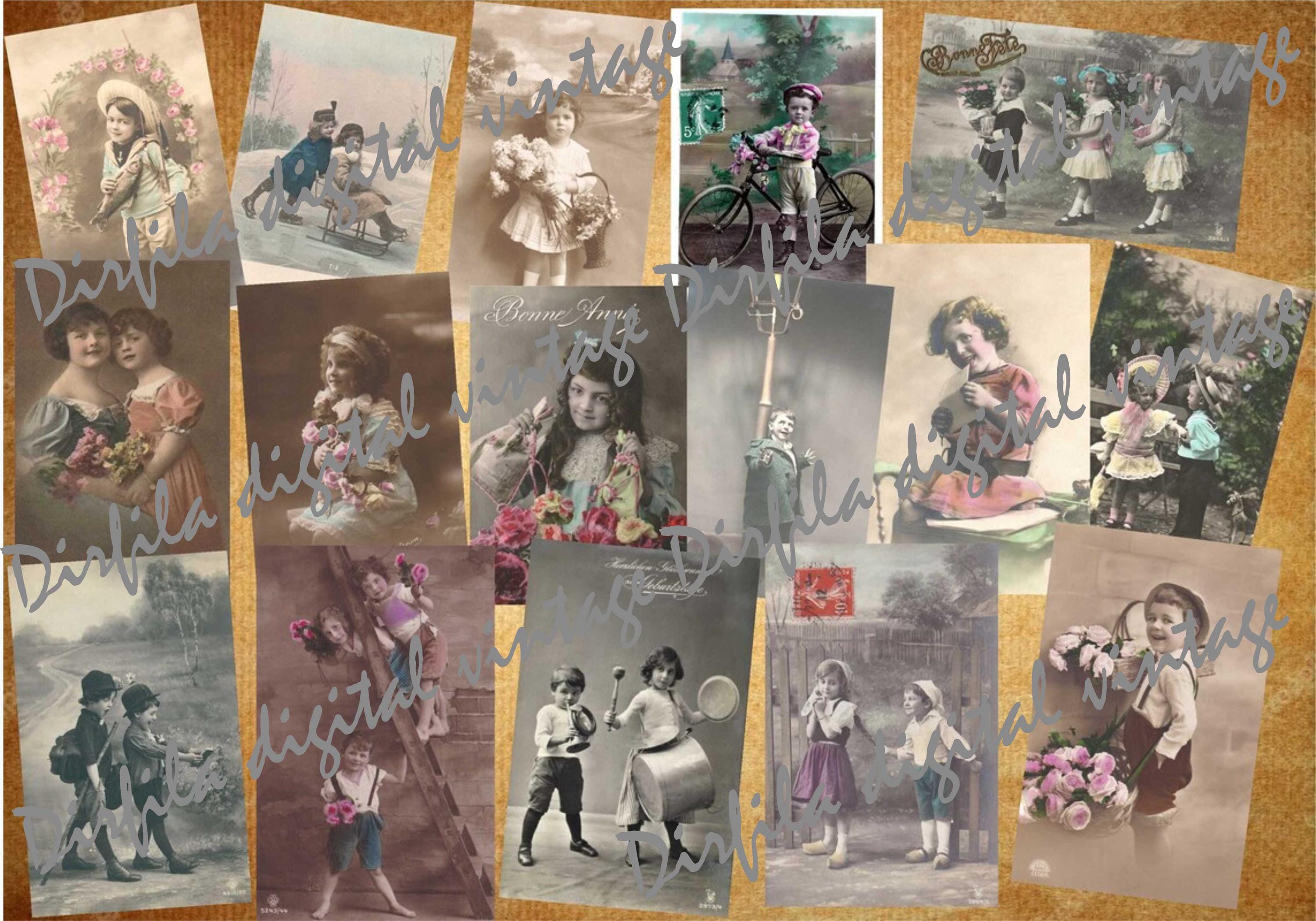 Vintage Photographs of Children 1900-1910, Postcard Digital, High ...