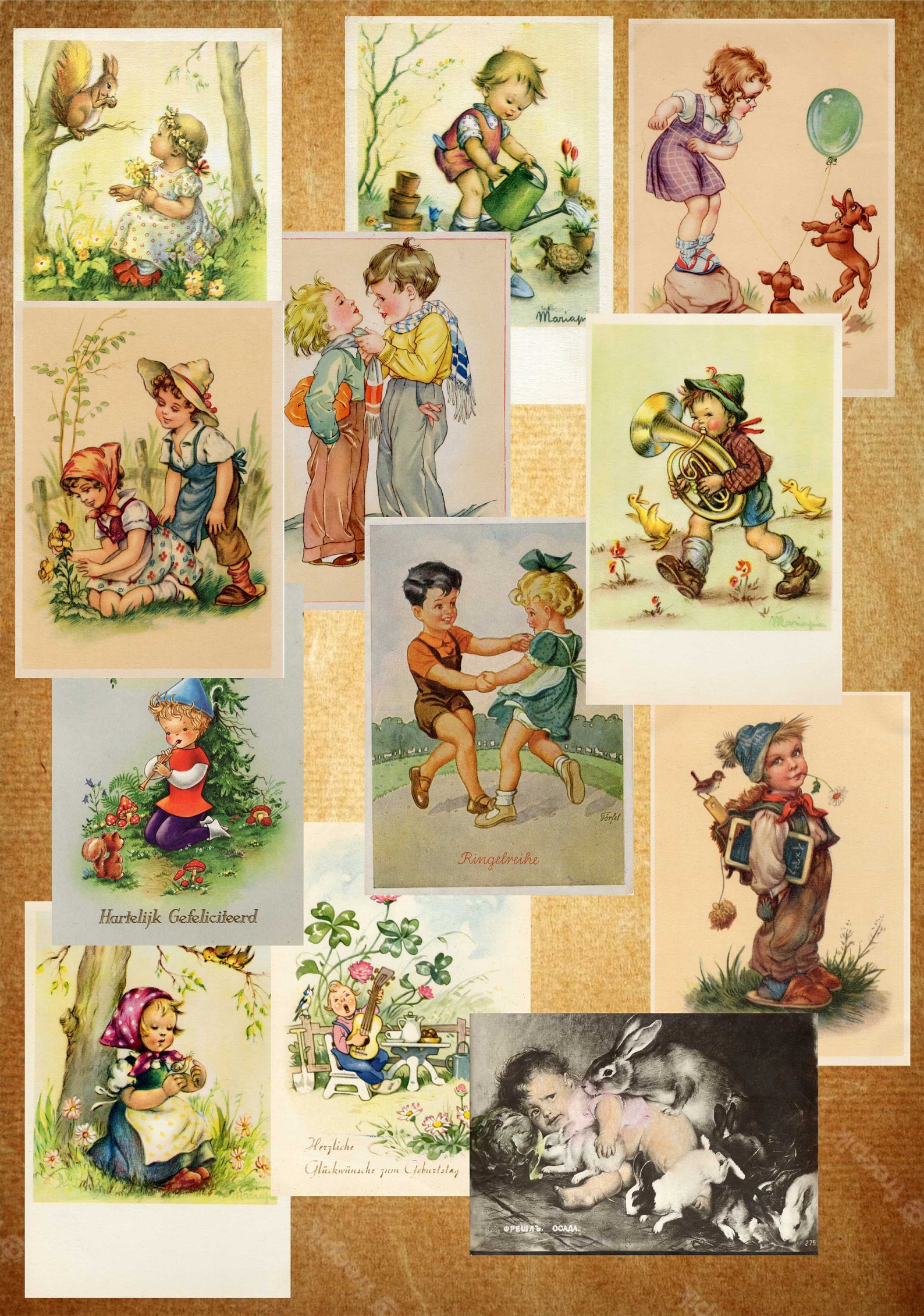 36 Vintage Postcards of Children, Postcard Digital, High Quality ...