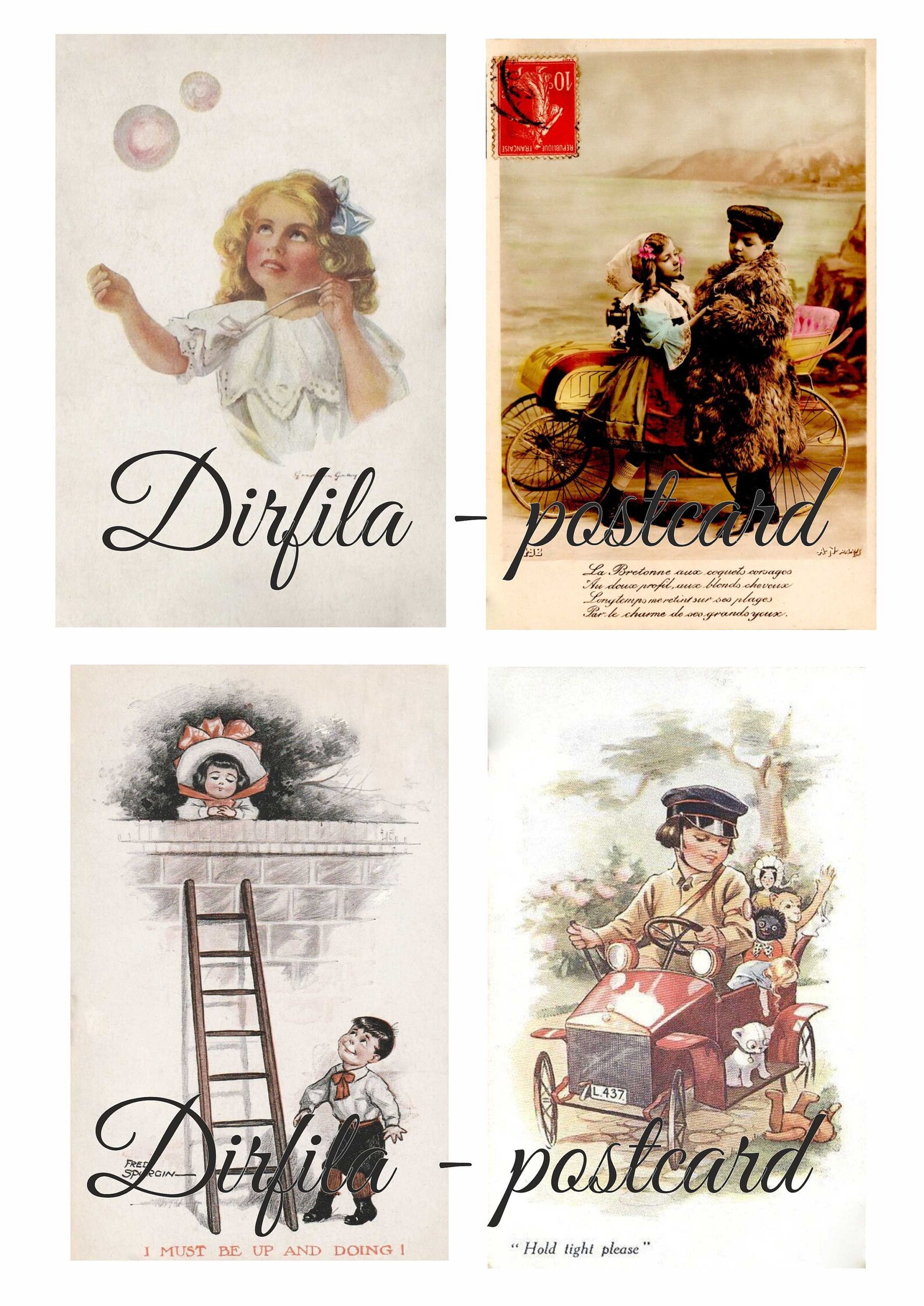 40 Postcard Children Digital Download, Printed Vintage Postcards ...