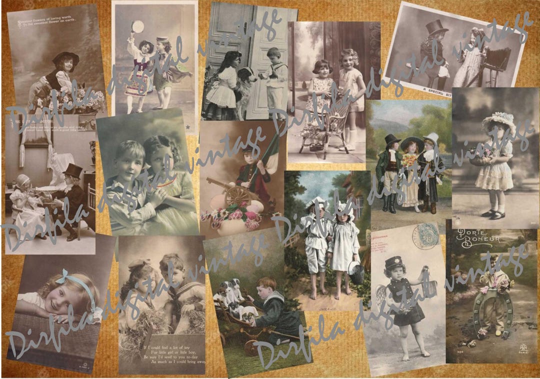 Vintage Photographs of Children 1900-1910, Postcard Digital, High ...