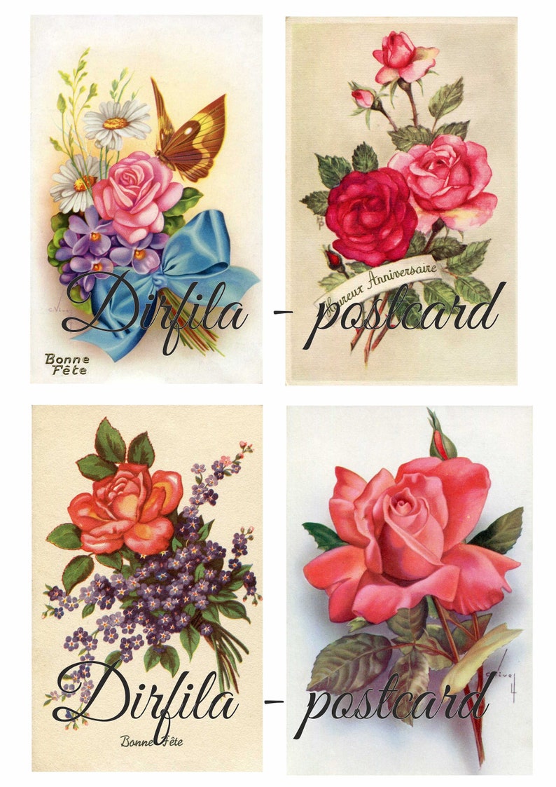 Digital Flower Postcards - High Quality Digital Download for Junk ...