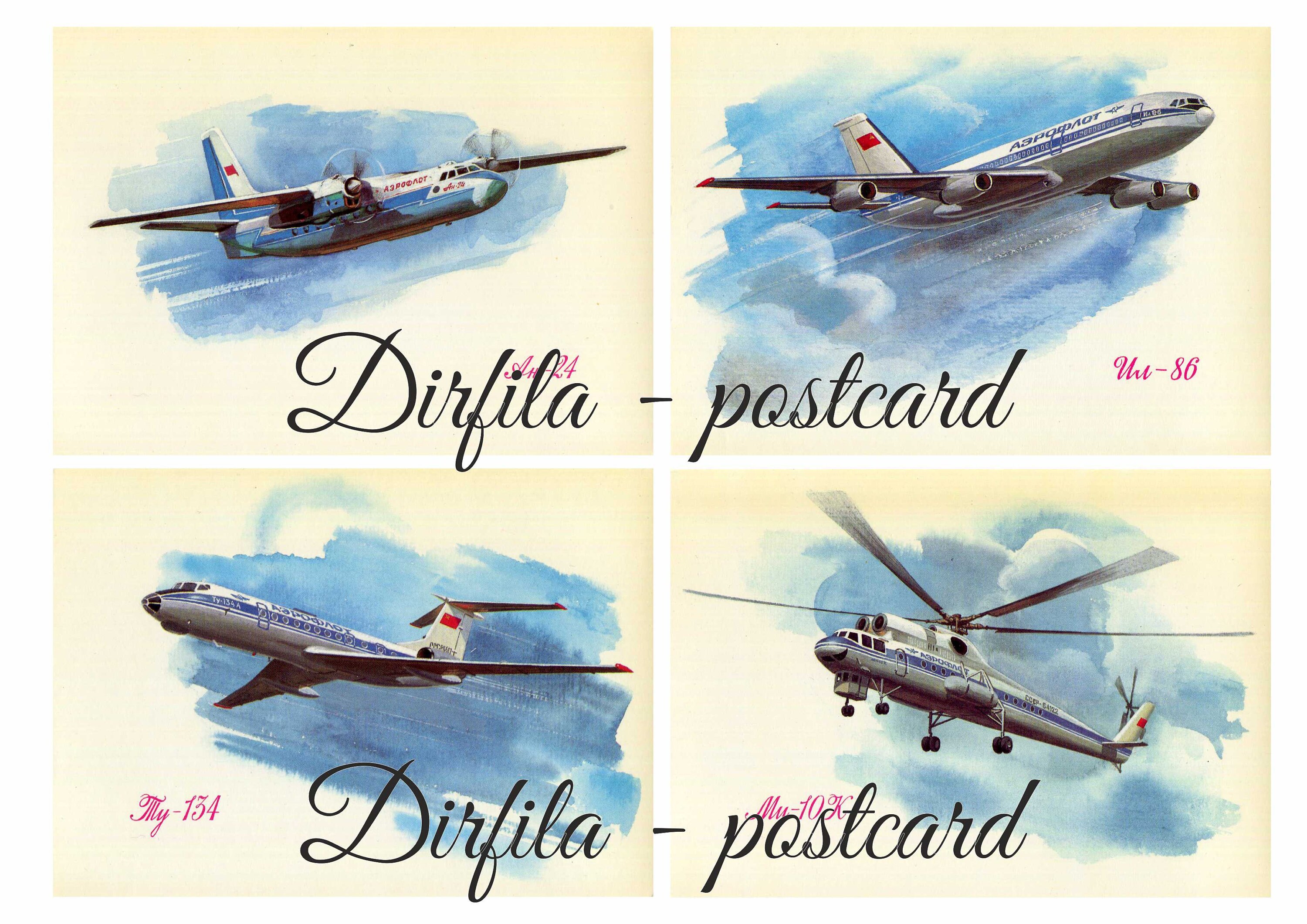 Retro Aeroflot USSR Aircraft Postcards - Set of 24 Instant Download ...