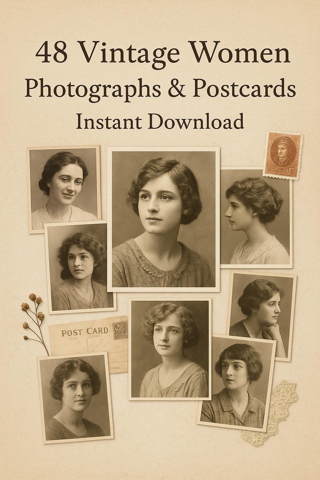 48 Vintage Photographs and Postcards Women, High Quality Download ...