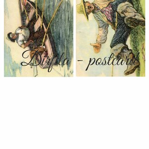 Retro Fishermen Printable Postcards - Set of 22 Vintage Fishing Designs ...