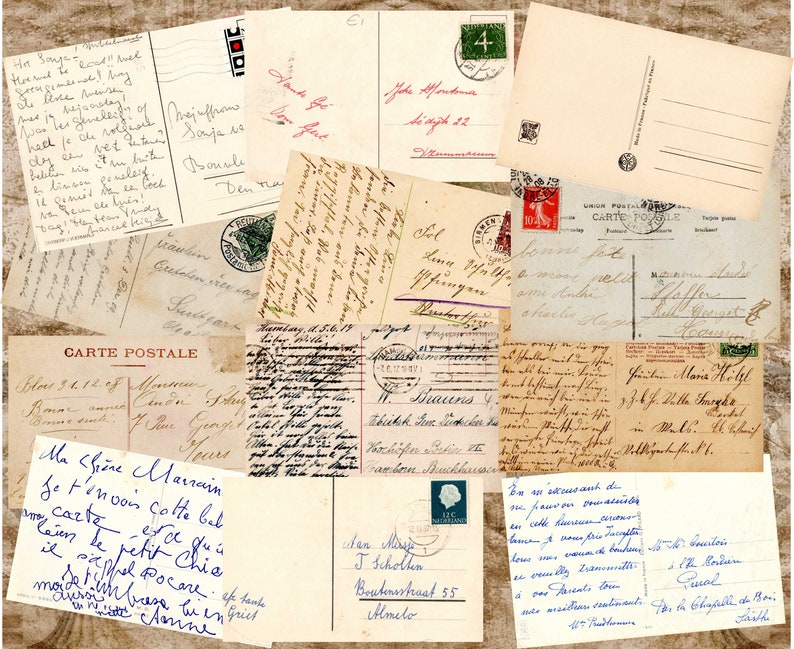 36 Vintage Digital Postcards, Postcard Back, Printable Digital Download ...