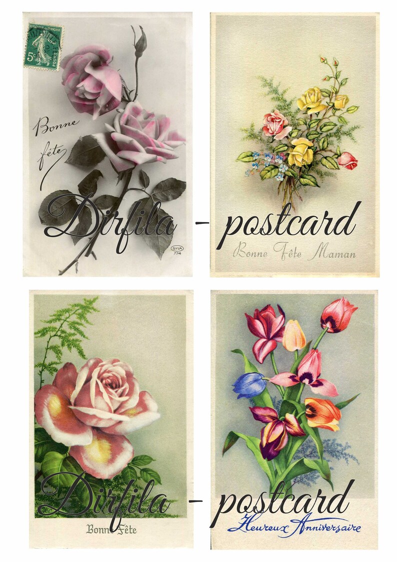 Digital Flower Postcards - High Quality Digital Download for Junk ...