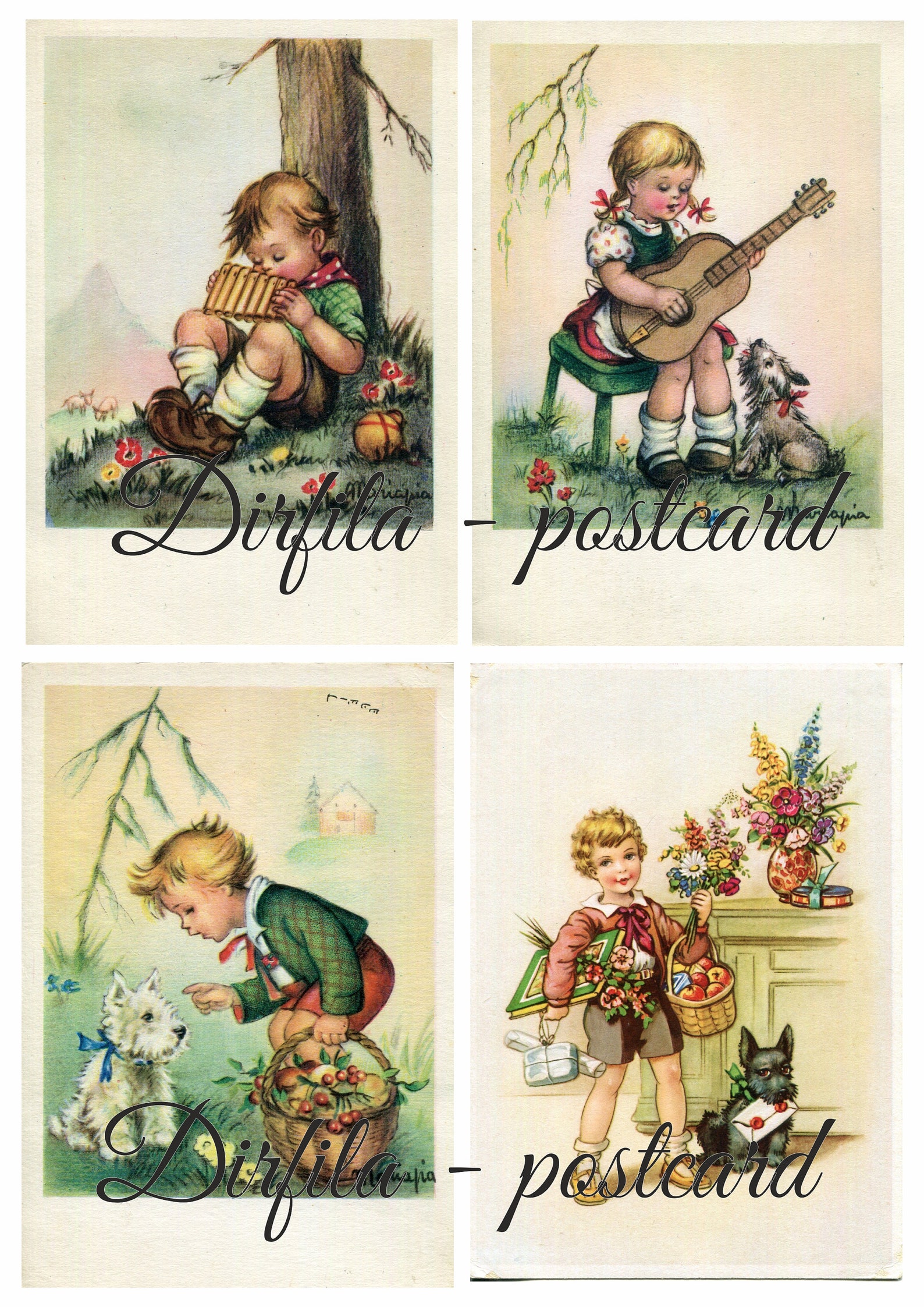 48 Vintage Postcards of Children, Postcard Digital, High Quality ...