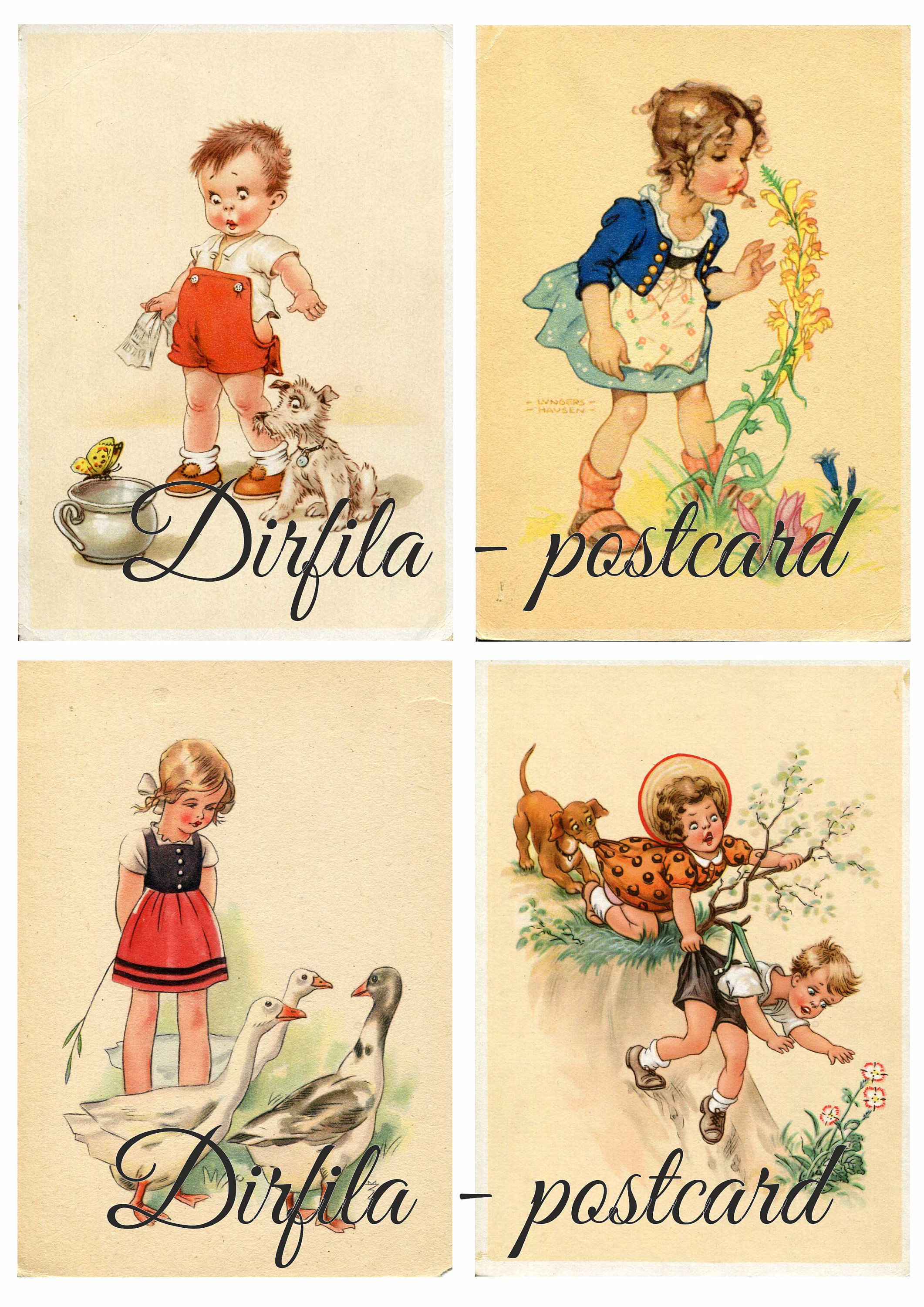 Postcard Children Digital Download, Printed Vintage Postcards, Ephemera ...