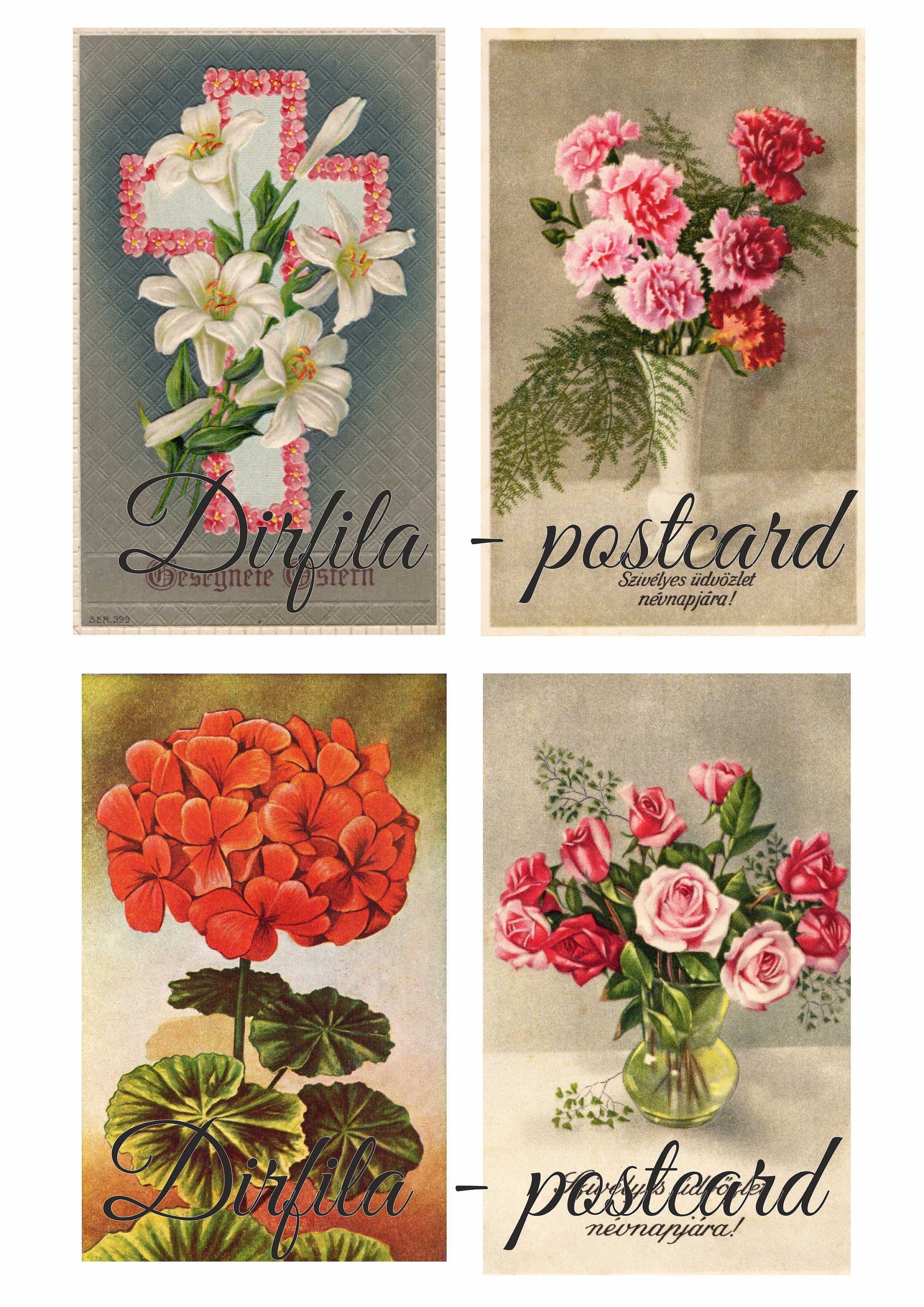 Vintage Postcards Flowers, 40 Flower Postcards, High Quality Digital ...