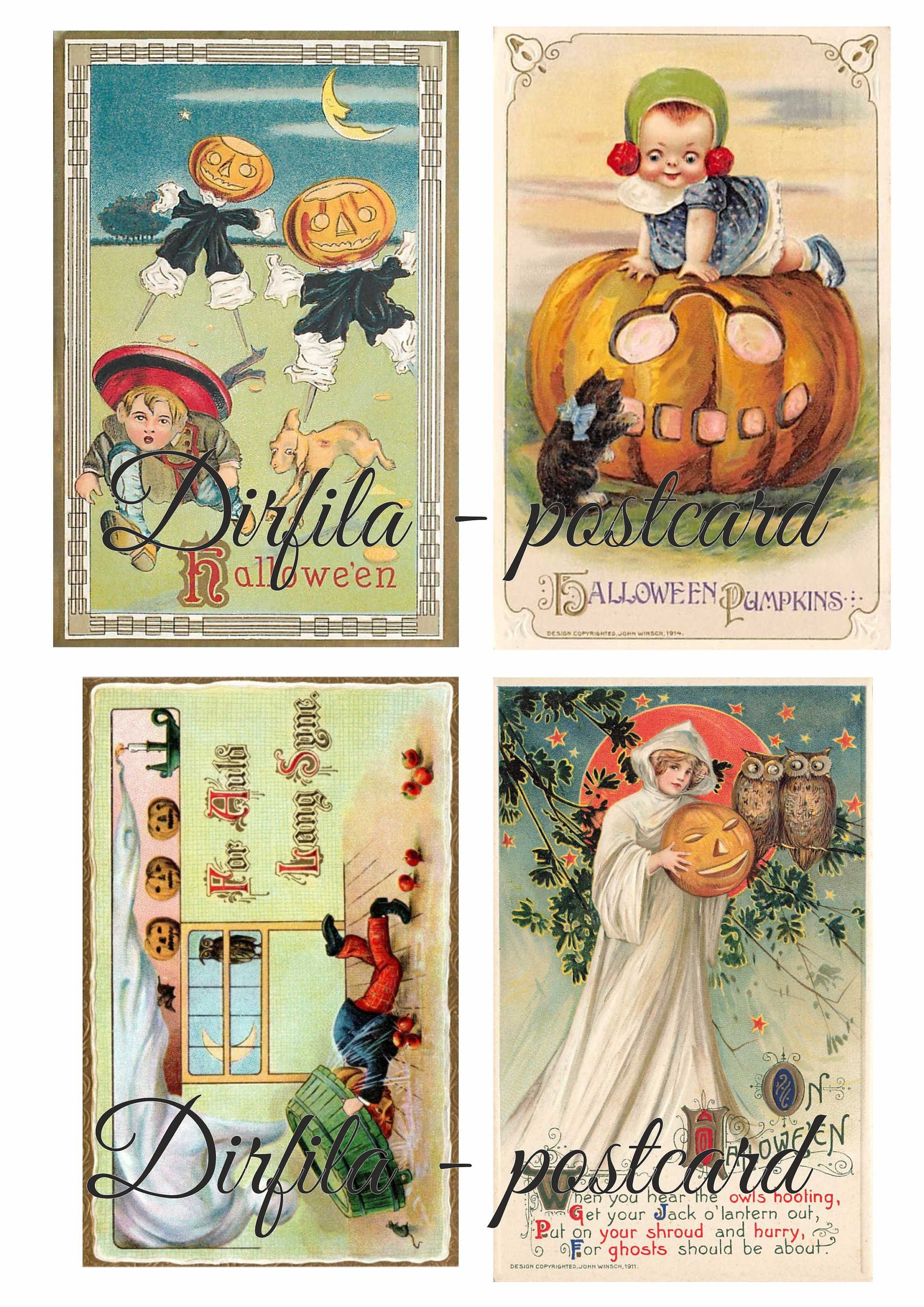 Vintage Postcard Helloween, Postcard Set, High Quality Digital ...
