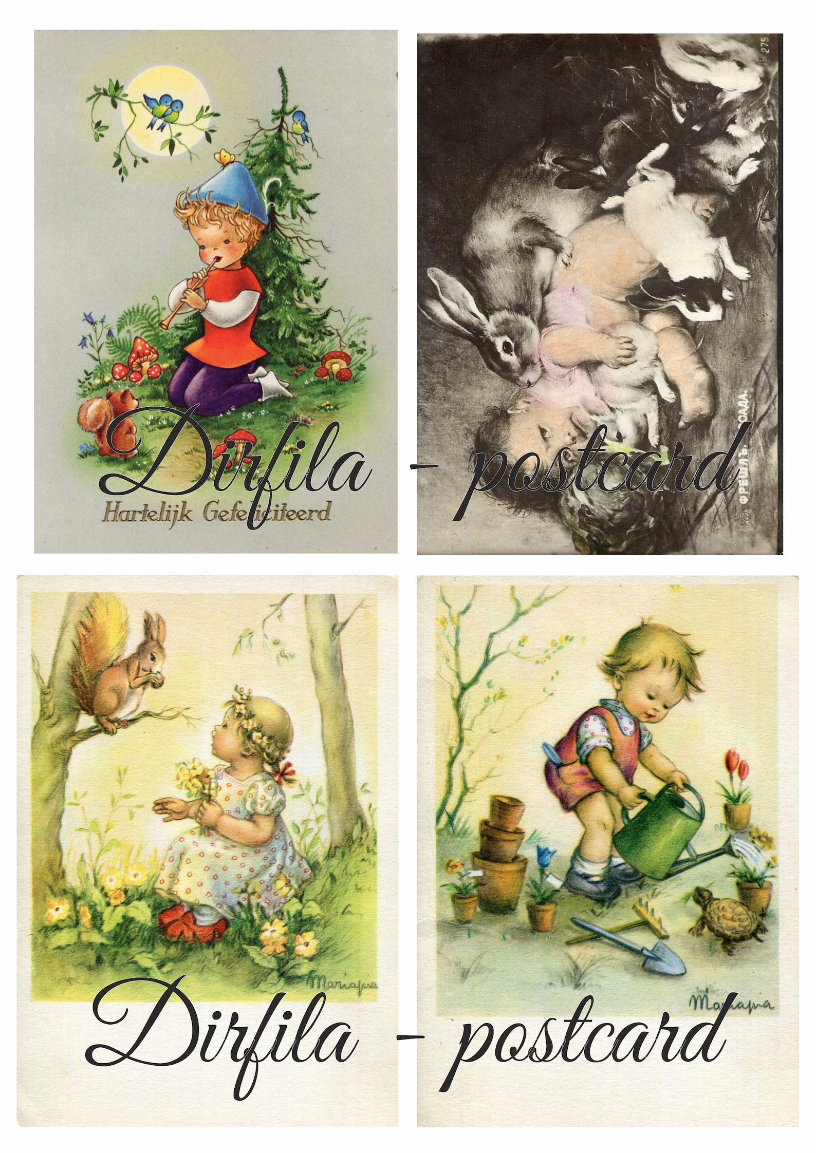 36 Vintage Postcards of Children, Postcard Digital, High Quality ...