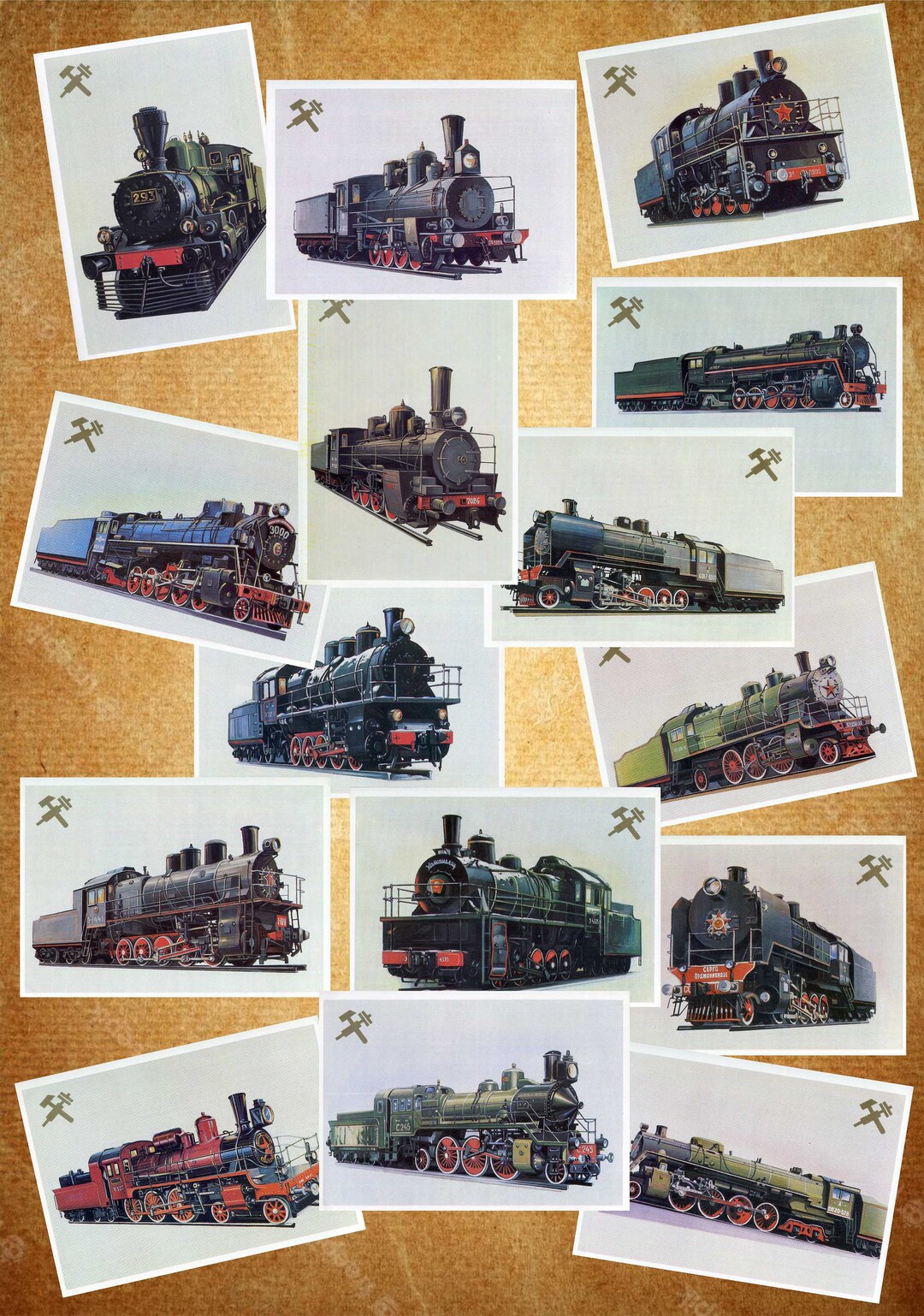 Printable Locomotive Train Digital Paper, Vintage Photographs of Steam ...