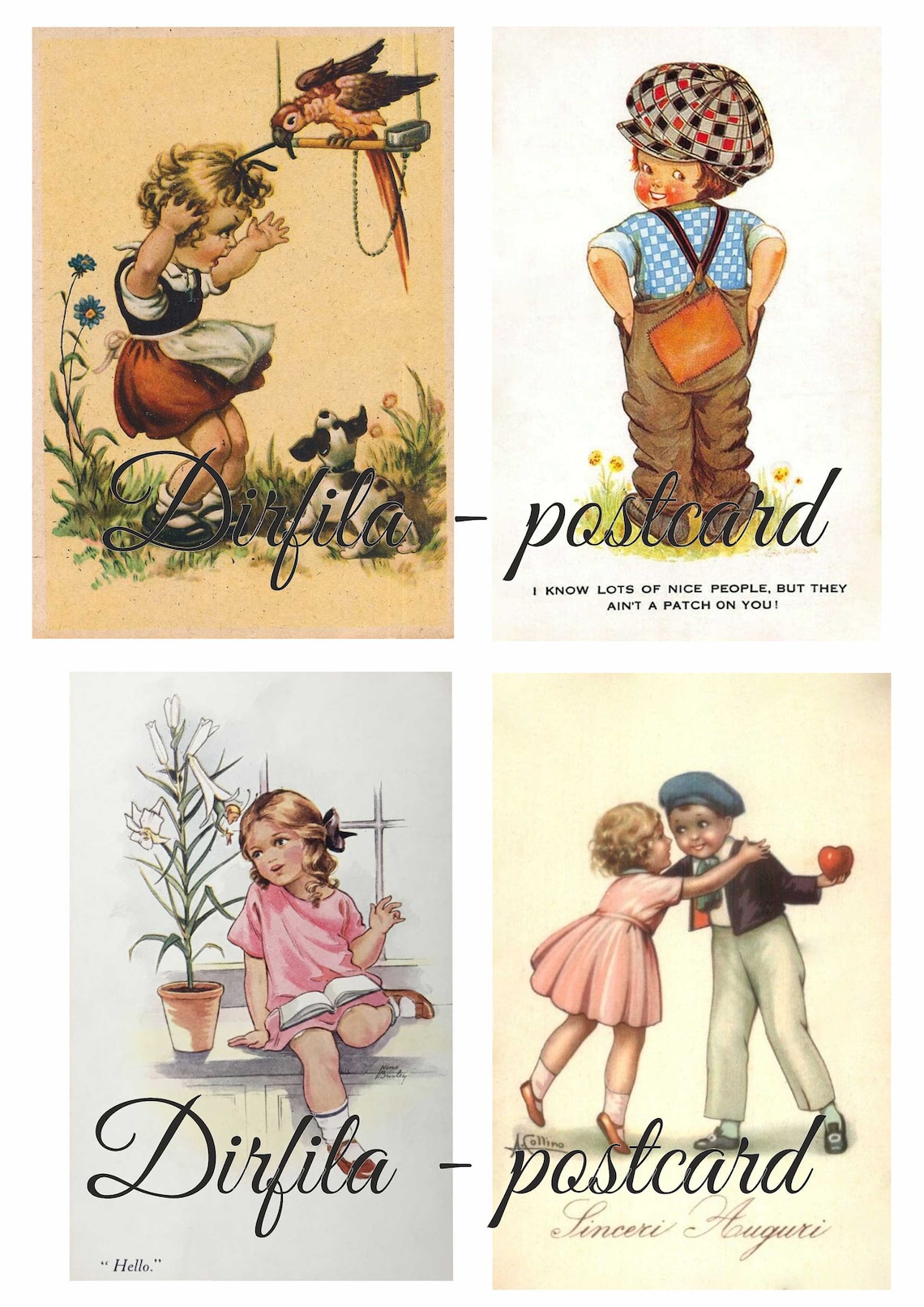 40 Postcard Children Digital Download, Printed Vintage Postcards ...