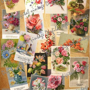 Vintage Postcards Flowers, 40 Flower Postcards, High Quality Digital ...