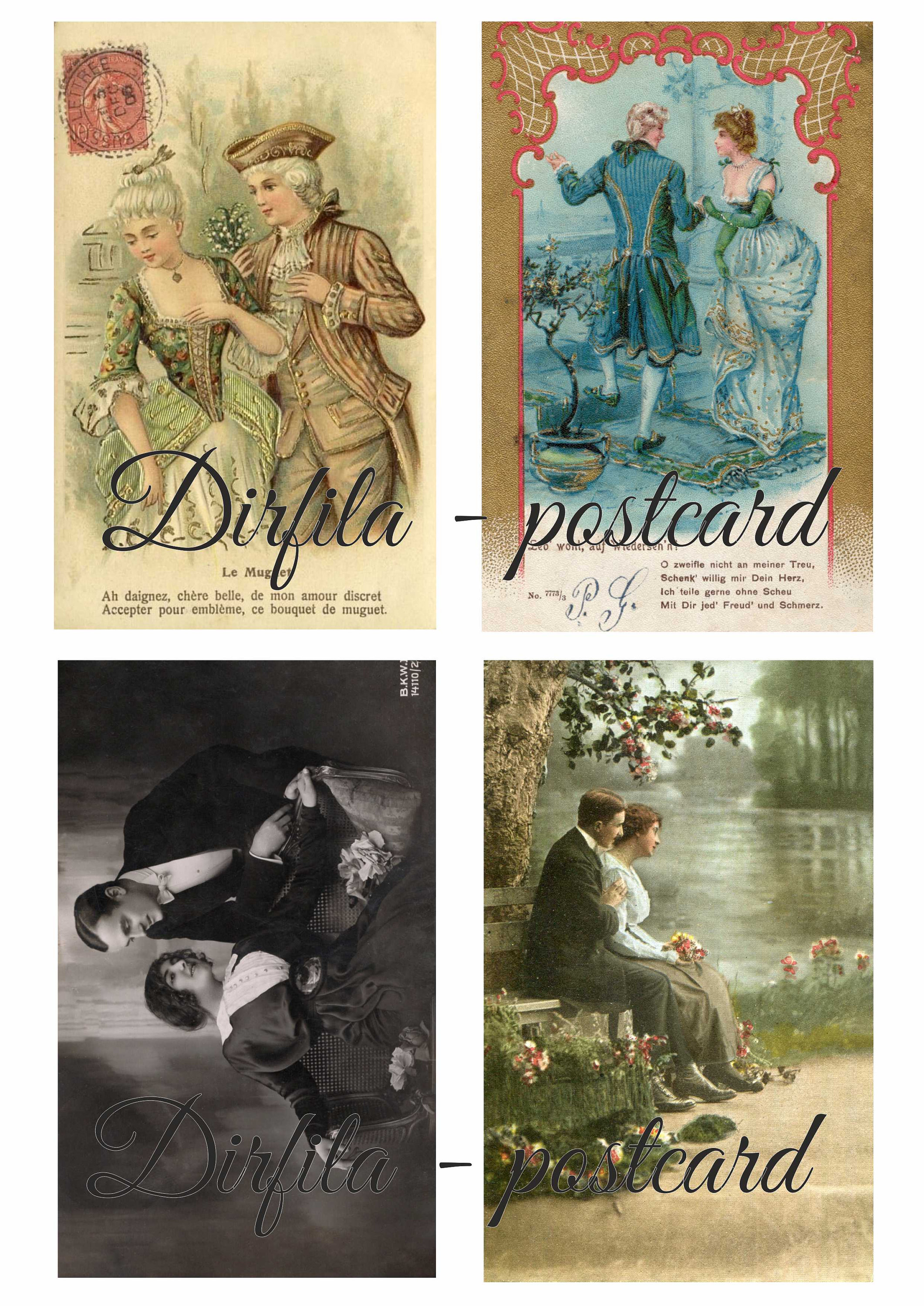 32 Vintage Postcards Couples Lovers Digital Download, Romantic ...