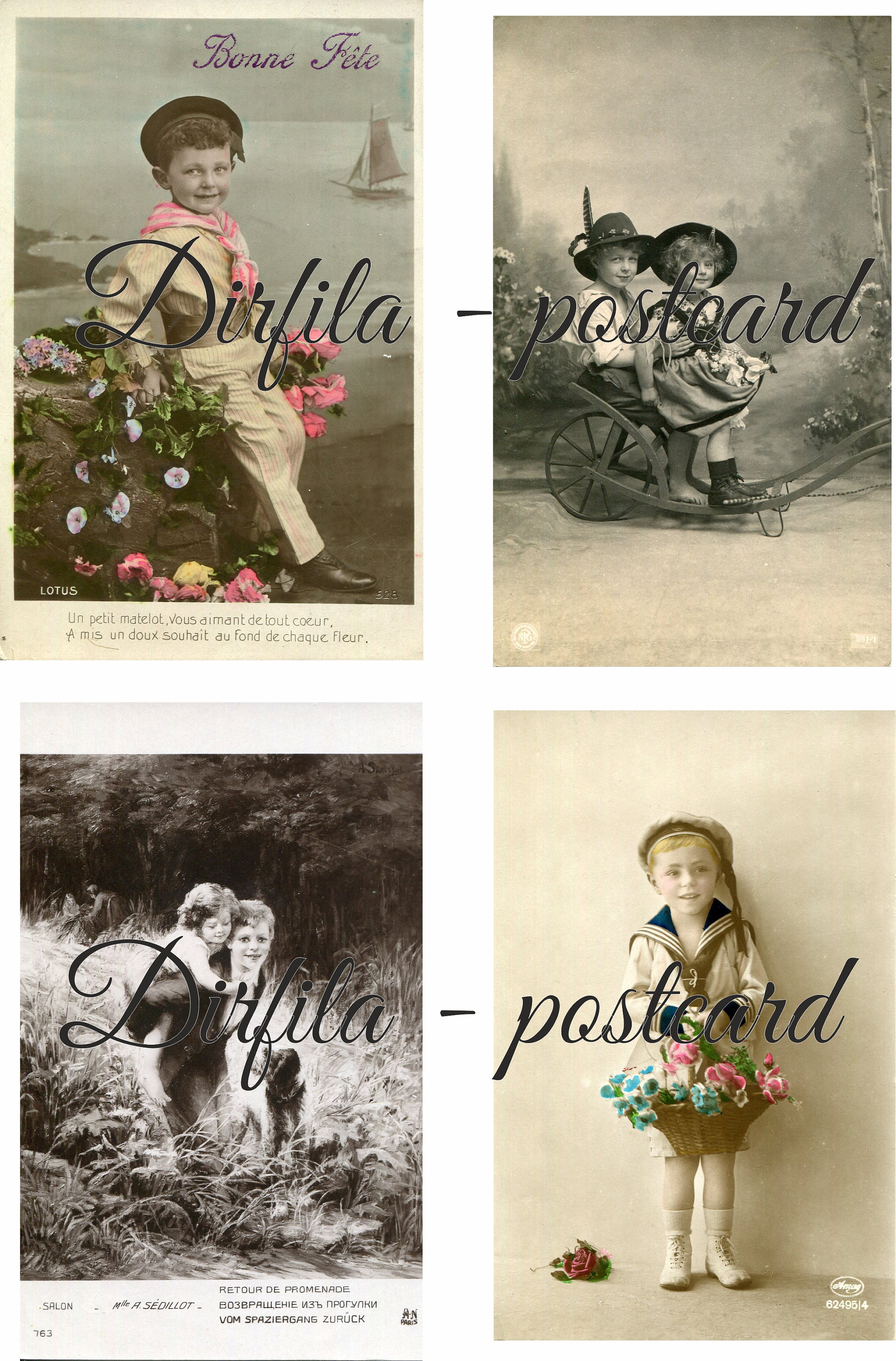 Digital Vintage 12 Postcard Children, Printed Postcards 1900-1920 ...