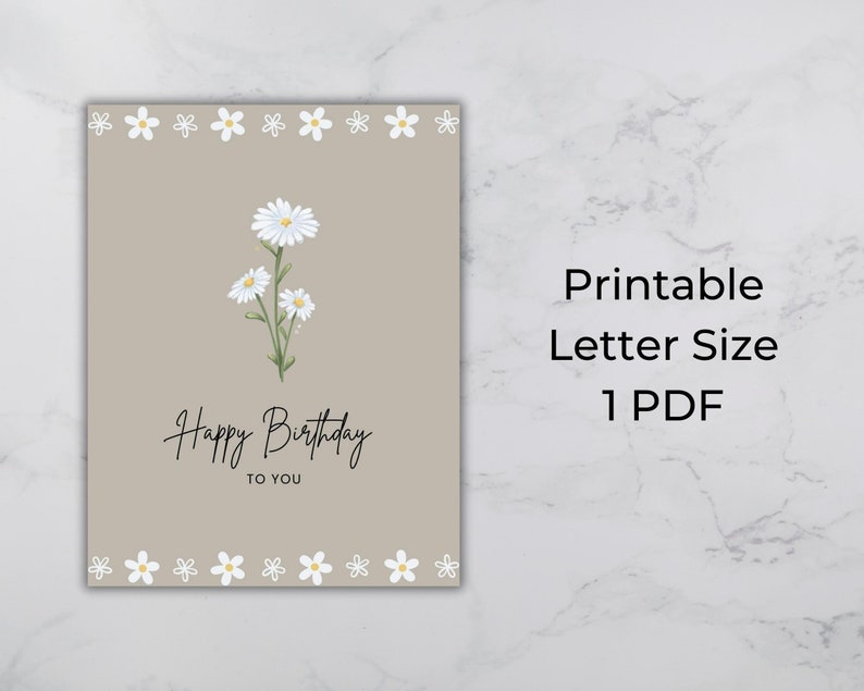 Daisy Birthday Card Printable Birthday Card Instant Download - Etsy