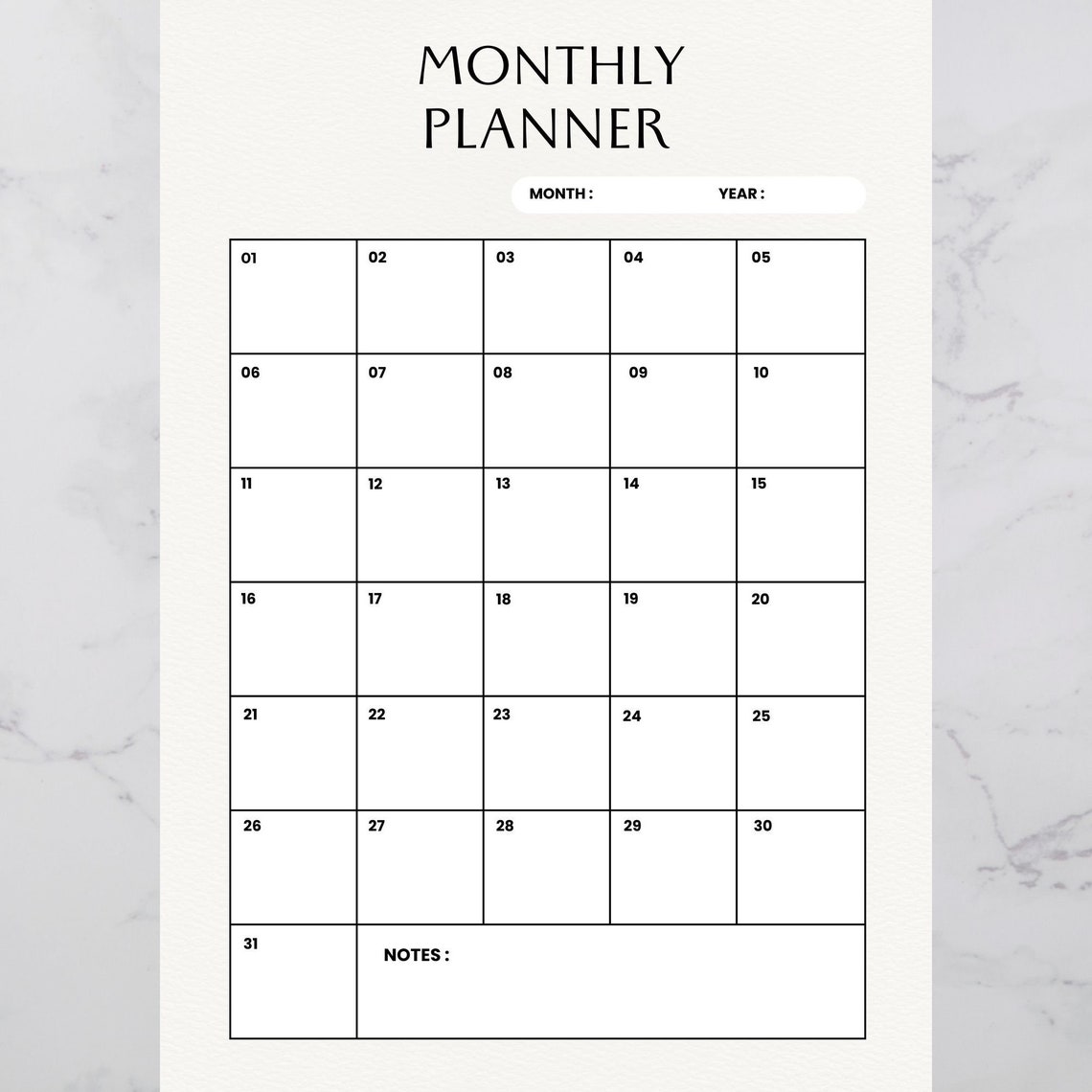 2024 Monthly Planner on One Page, Monthly Organizer, Monthly Agenda ...