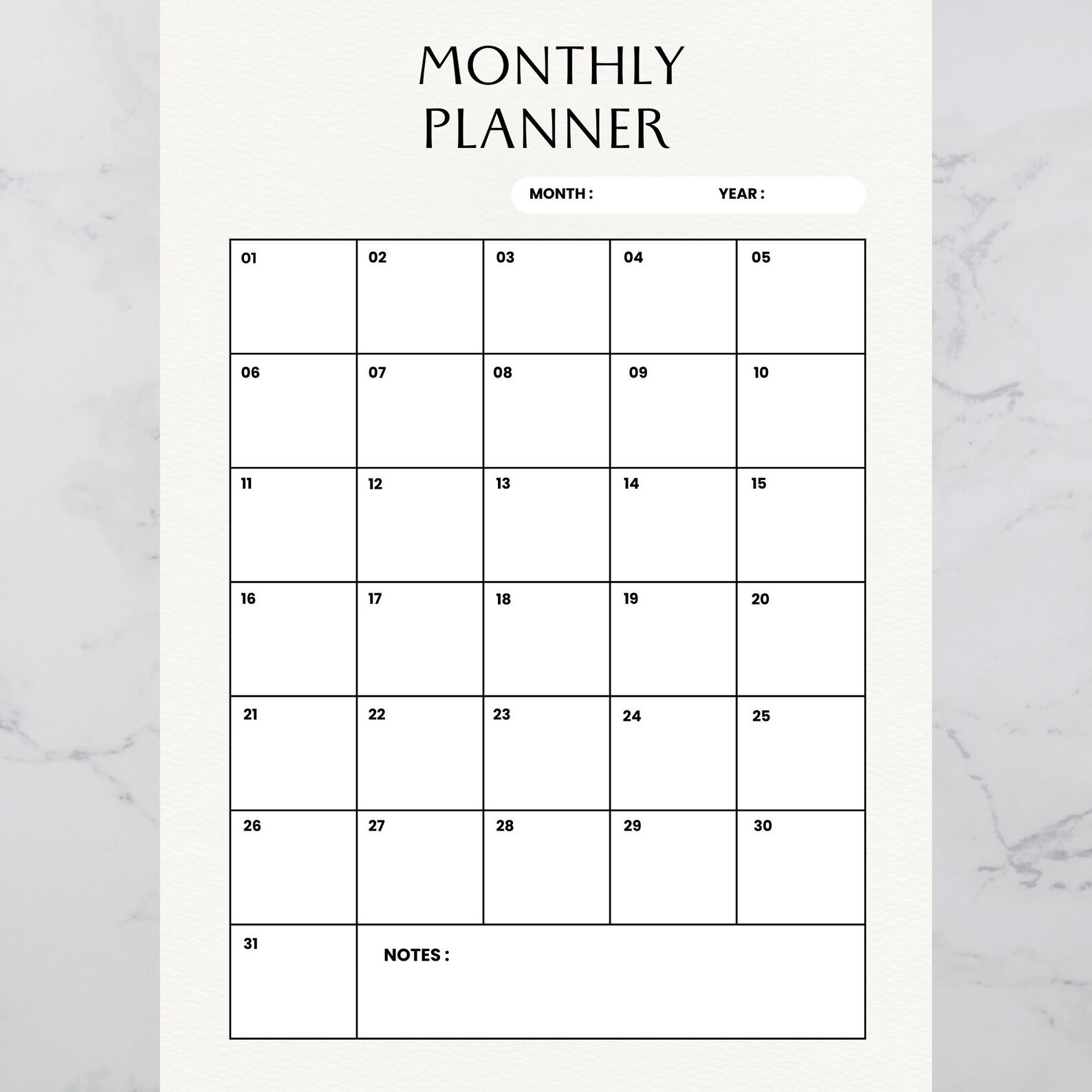 2024 Monthly Planner on One Page, Monthly Organizer, Monthly Agenda ...
