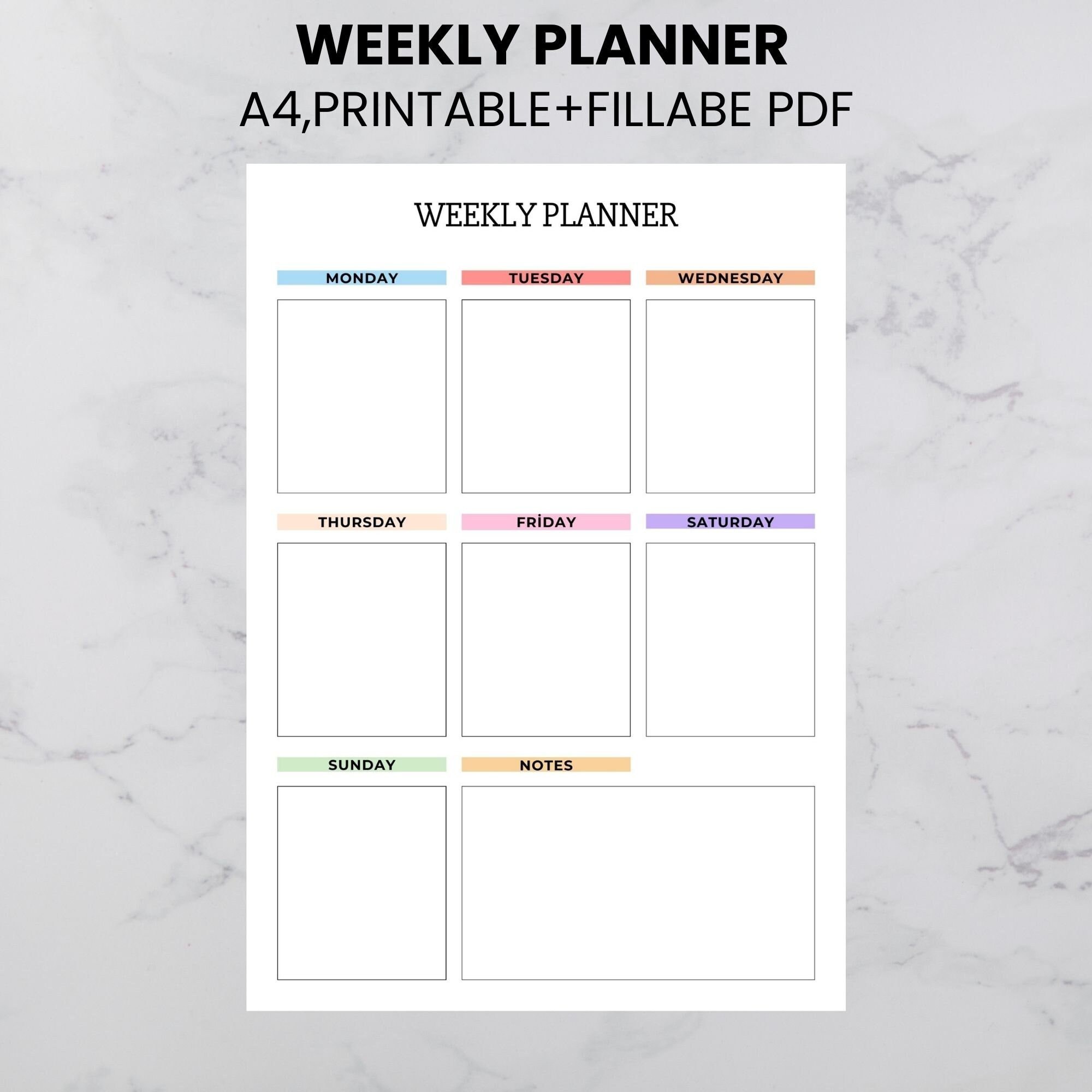 Weekly Planner Printable to Do List, Minimal Weekly Schedule, Weekly ...