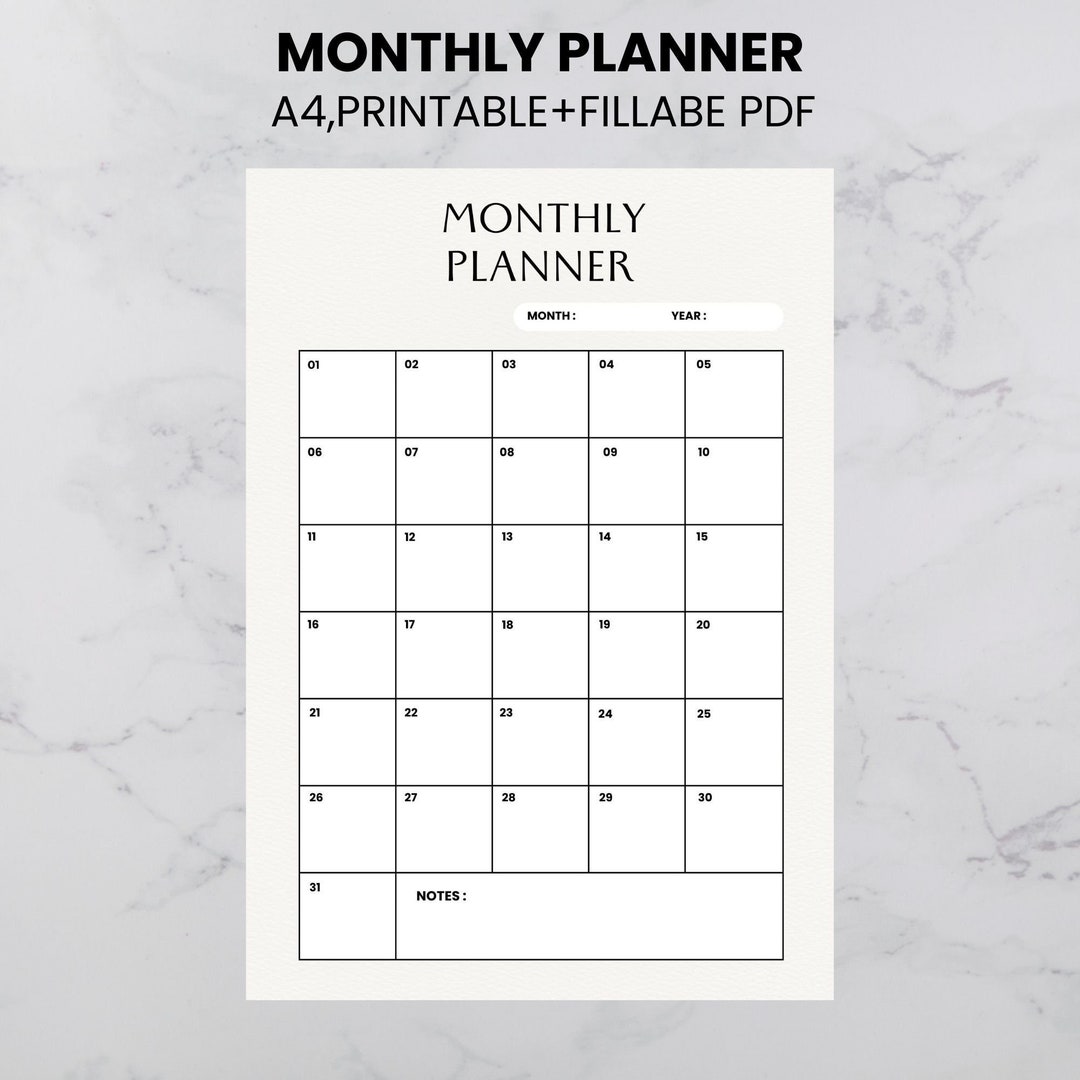 2024 Monthly Planner on One Page, Monthly Organizer, Monthly Agenda ...
