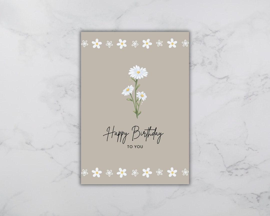 Daisy Birthday Card, Printable Birthday Card A6 Size - Etsy