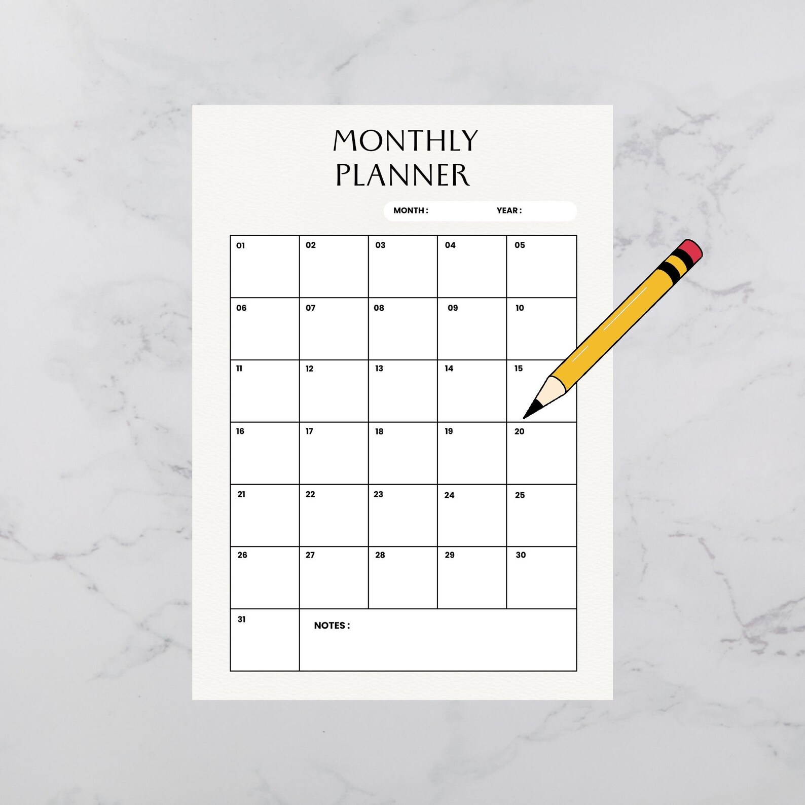 2024 Monthly Planner on One Page, Monthly Organizer, Monthly Agenda ...