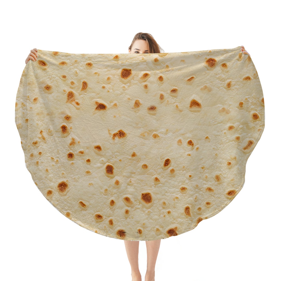 Round Burrito Pattern Blanket, Funny Realistic Food Pattern, Kids Adult ...