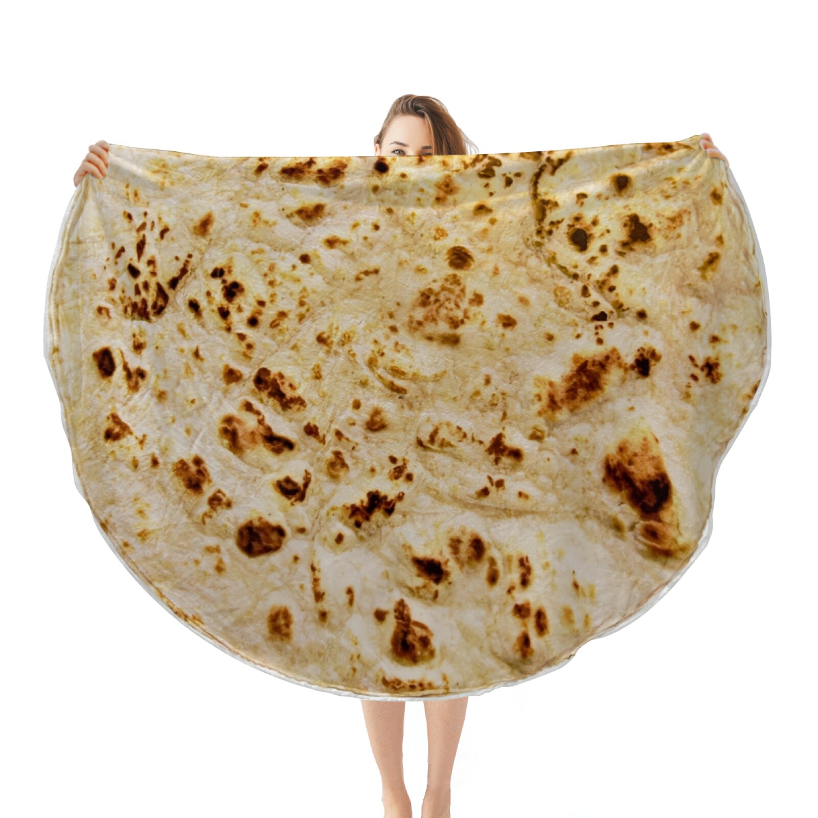 Round Burrito Pattern Blanket, Funny Realistic Food Pattern, Kids Adult ...