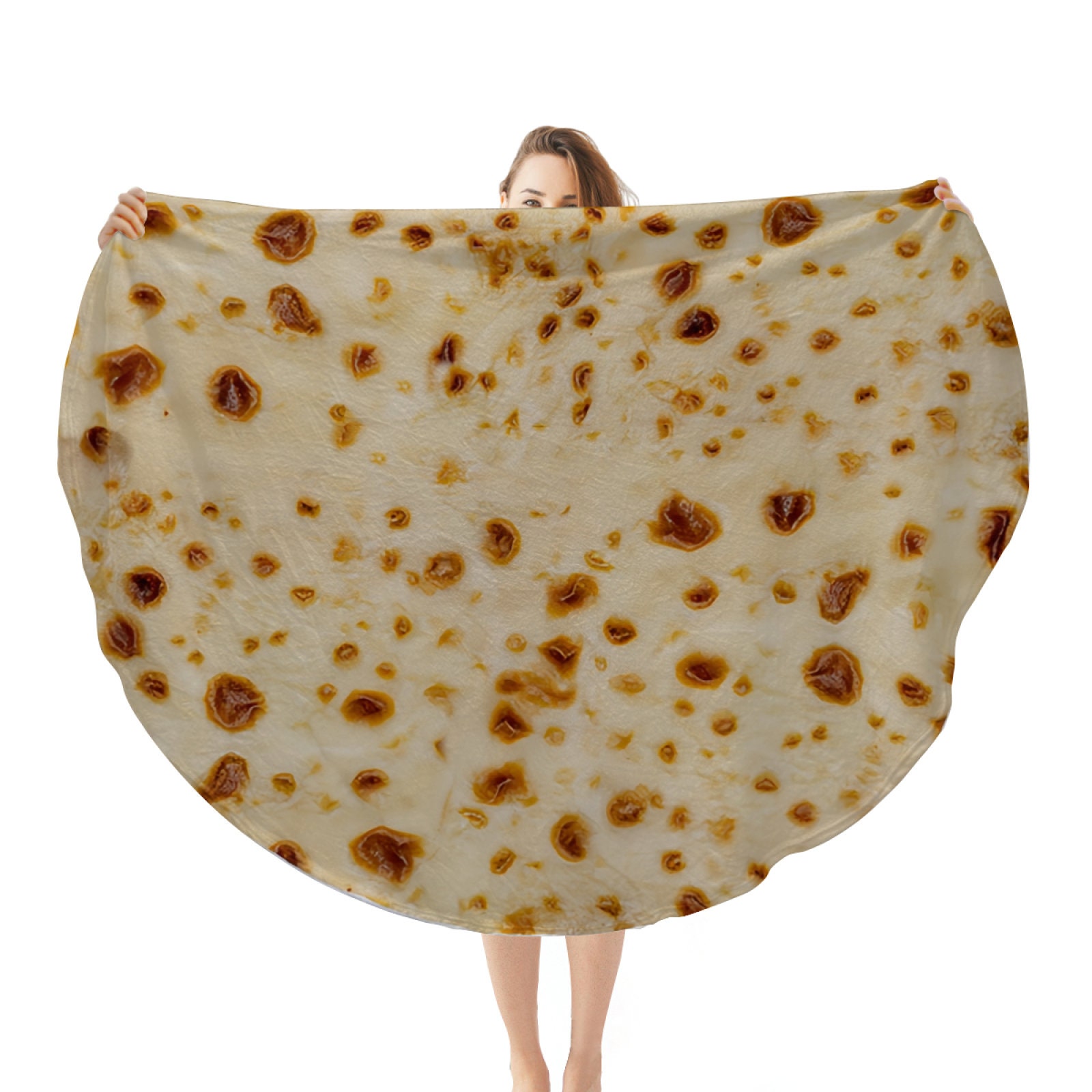 Round Burrito Pattern Blanket, Funny Realistic Food Pattern, Kids Adult ...