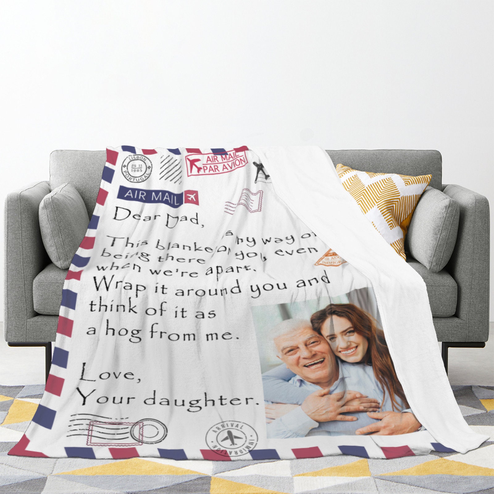 Daughter Blanket for Dad, Father's Day Gift, Personalized Birthday Gift ...