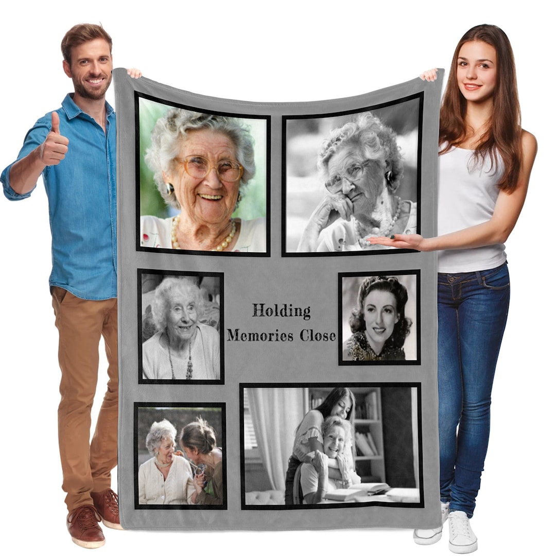 Custom in Loving Memory Gifts, Custom Memorial Blanket With Photo Words ...