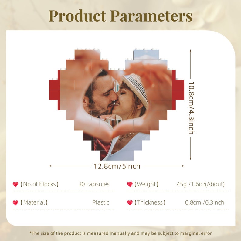 Personalized Building Blocks, Heart Shaped Block Puzzle, Custom Photo ...