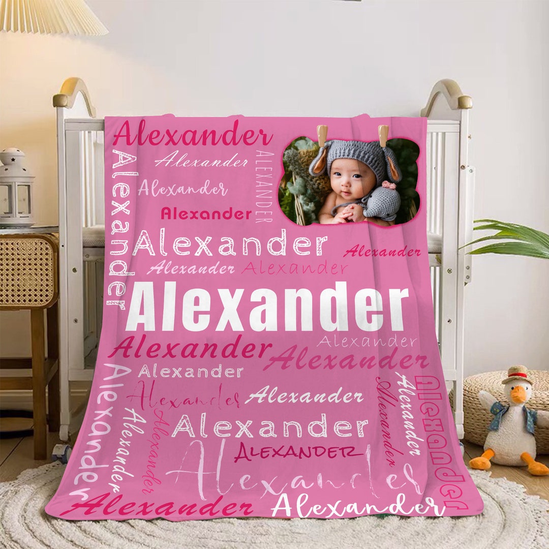 Baby Photo Blanket Custom With Name, Custom Baby Blankets, Baby Name ...