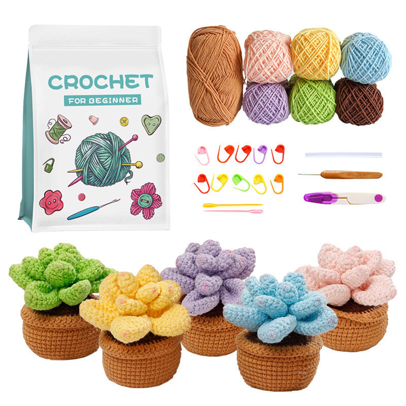 Crochet Kit, DIY Crochet Starter Kit, Home Decor Crafts Kit, for ...