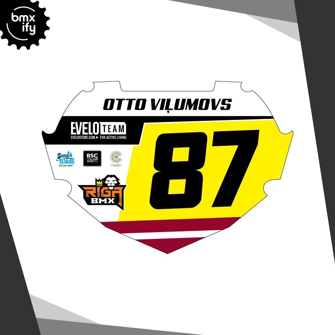 Classic BMX Race Number Plate Sticker | Black White Custom Decal | USA ...