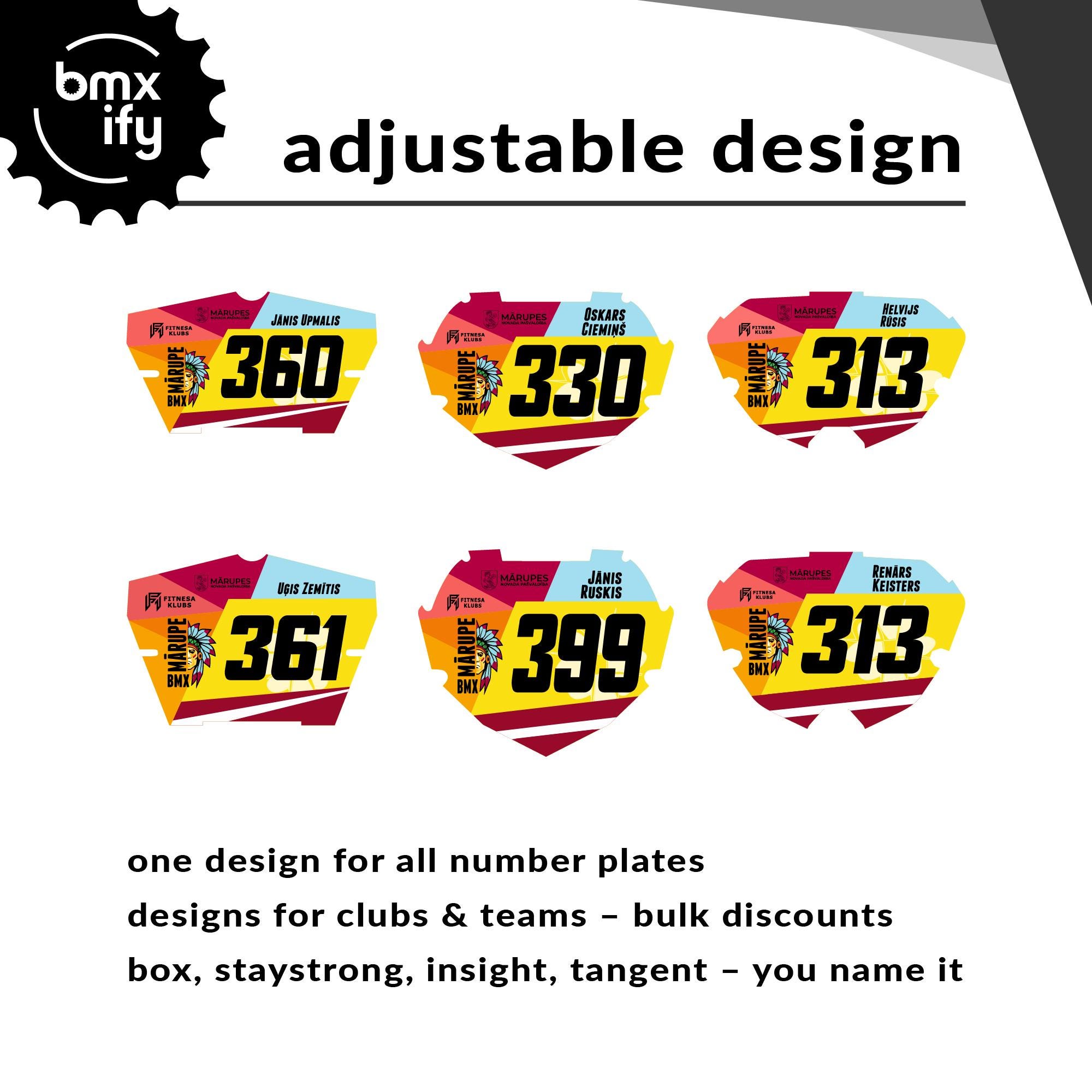 Classic Black & White BMX Number Plate Sticker | Custom Racing Plate ...